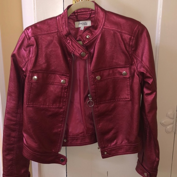 Charlotte Russe | Jackets & Coats | Red Shiny Leather Jacket | Poshmark
